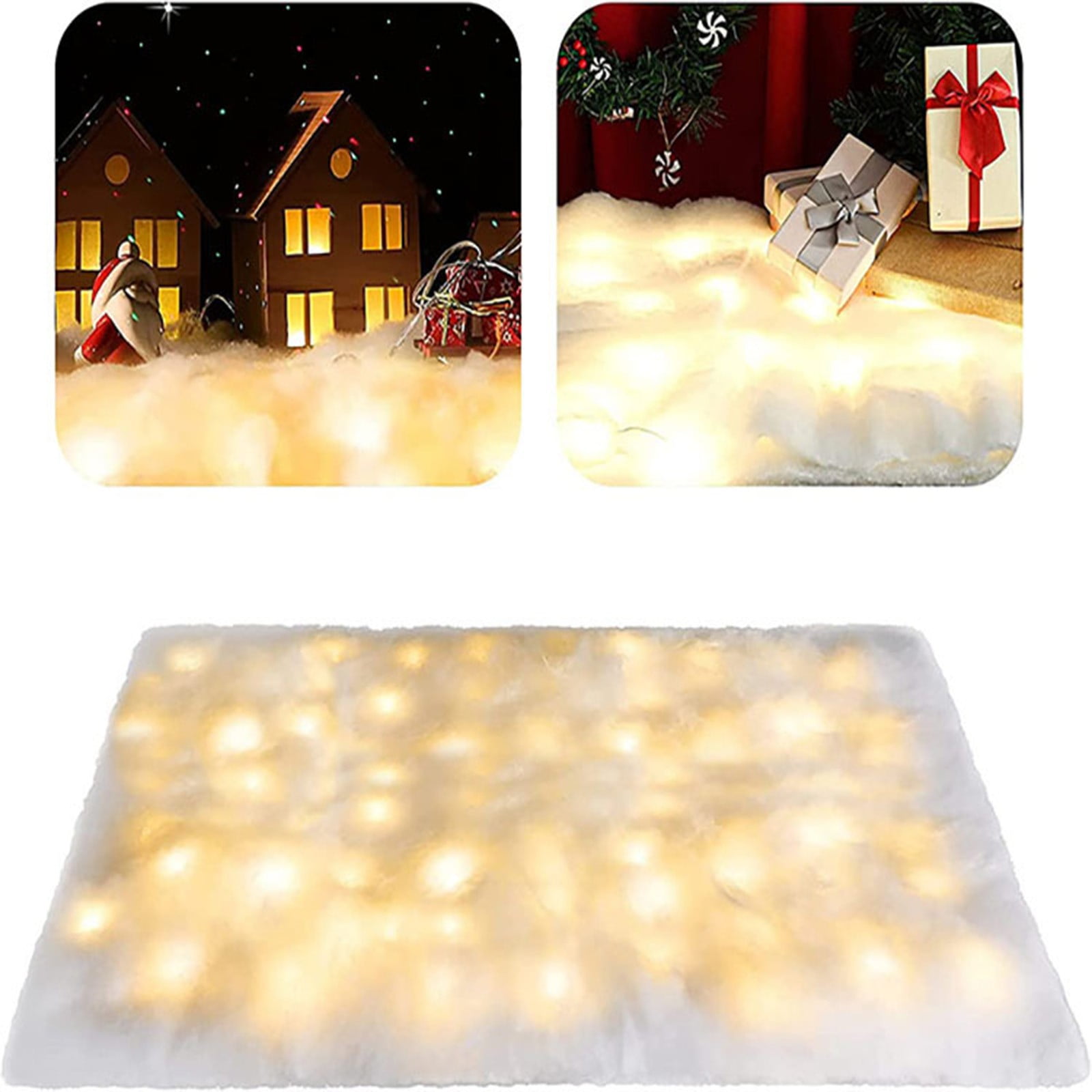 HomelyJoy Pre Lit Snow Blanket with Warm White LED Lights, 70x18 Inch ...