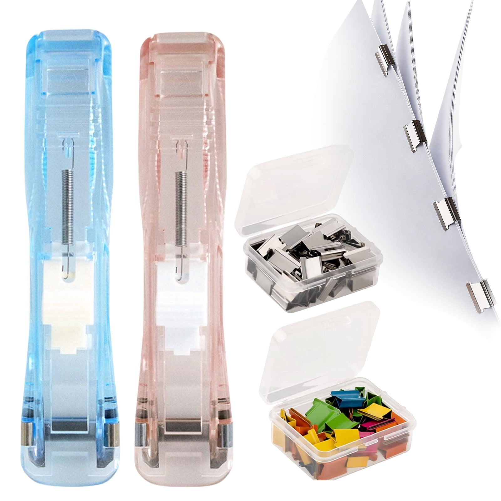 Homelyt Staple Free Stapler Handheld Paper Clam Clip Dispenser Portable ...