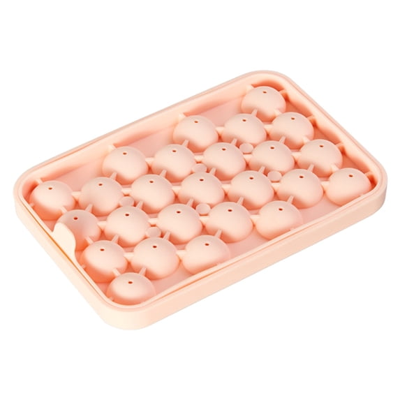 Homemade 25-Hole Silicone Whiskey Ice Ball Mold with Lid, Refrigerator ...
