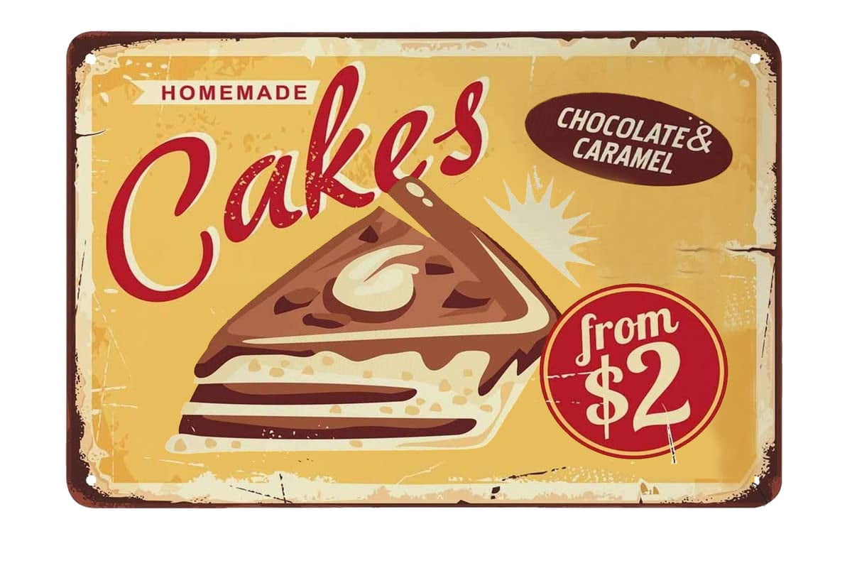 Homemade Cakes Aluminium Signs, Chocolate and Caramel Desserts, Vintage ...
