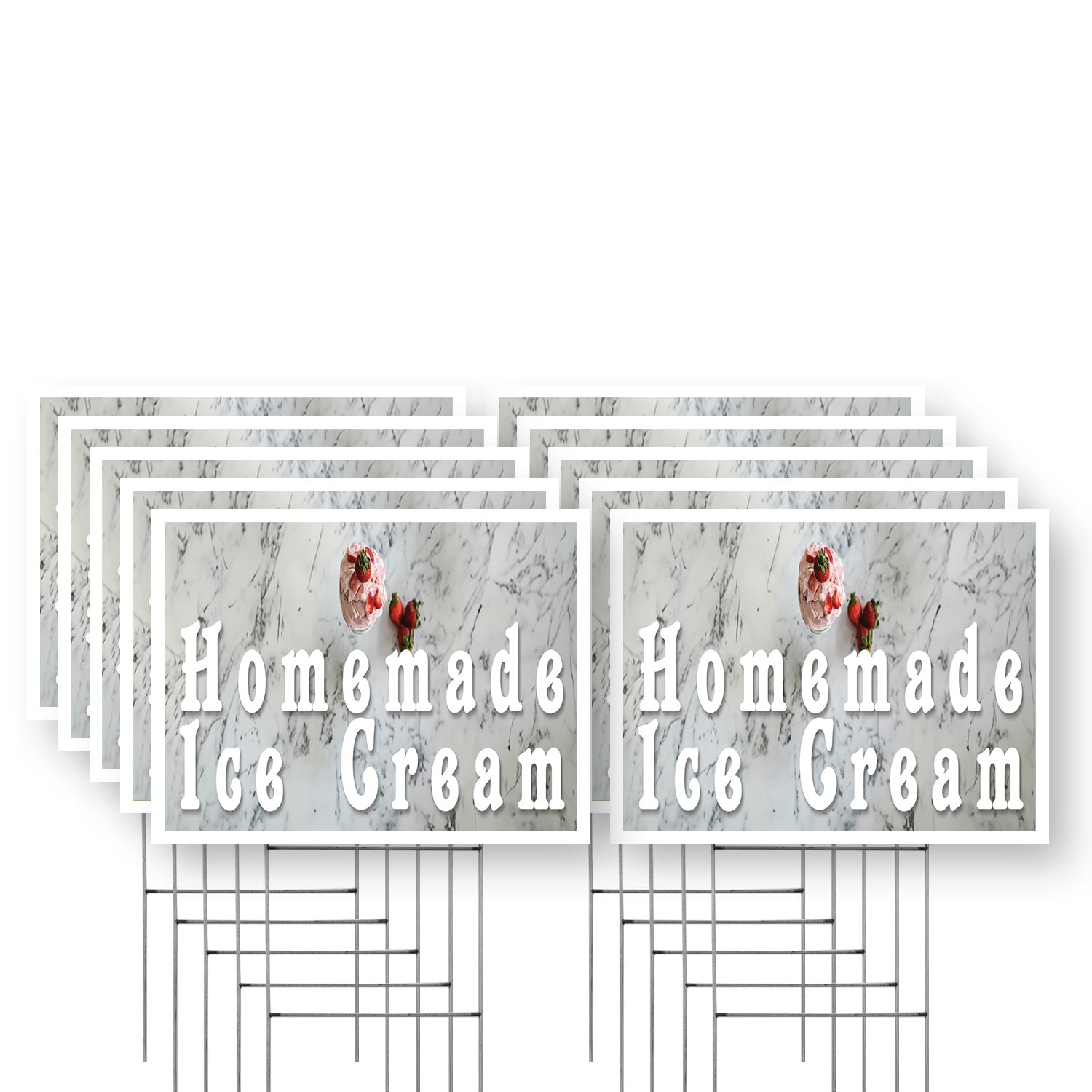 Homemade Ice Cream Yard Sign 10 Pack of 12 Inch x 16 Inch Double Sided ...