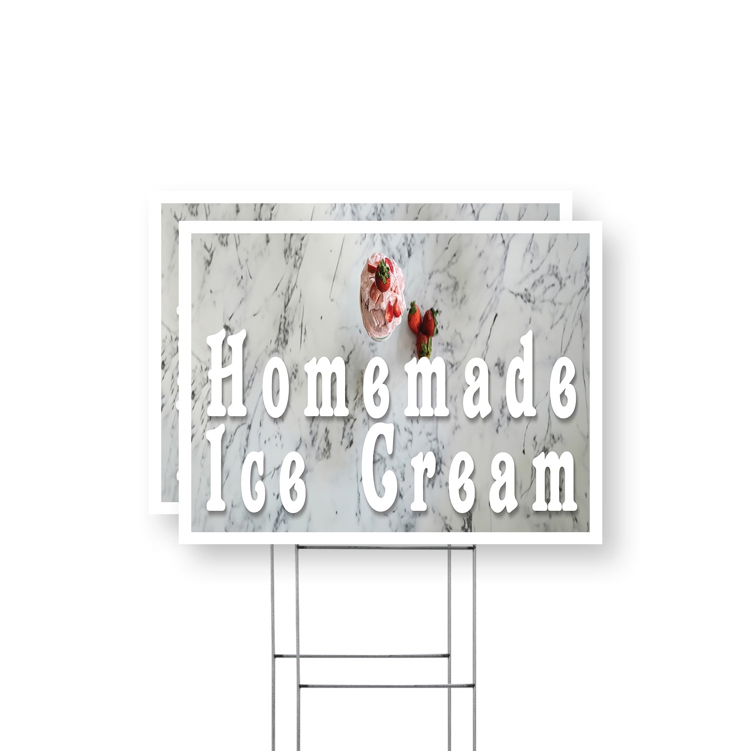 Homemade Ice Cream Yard Sign 2 Pack of 18 Inch x 24 Inch Single Sided ...