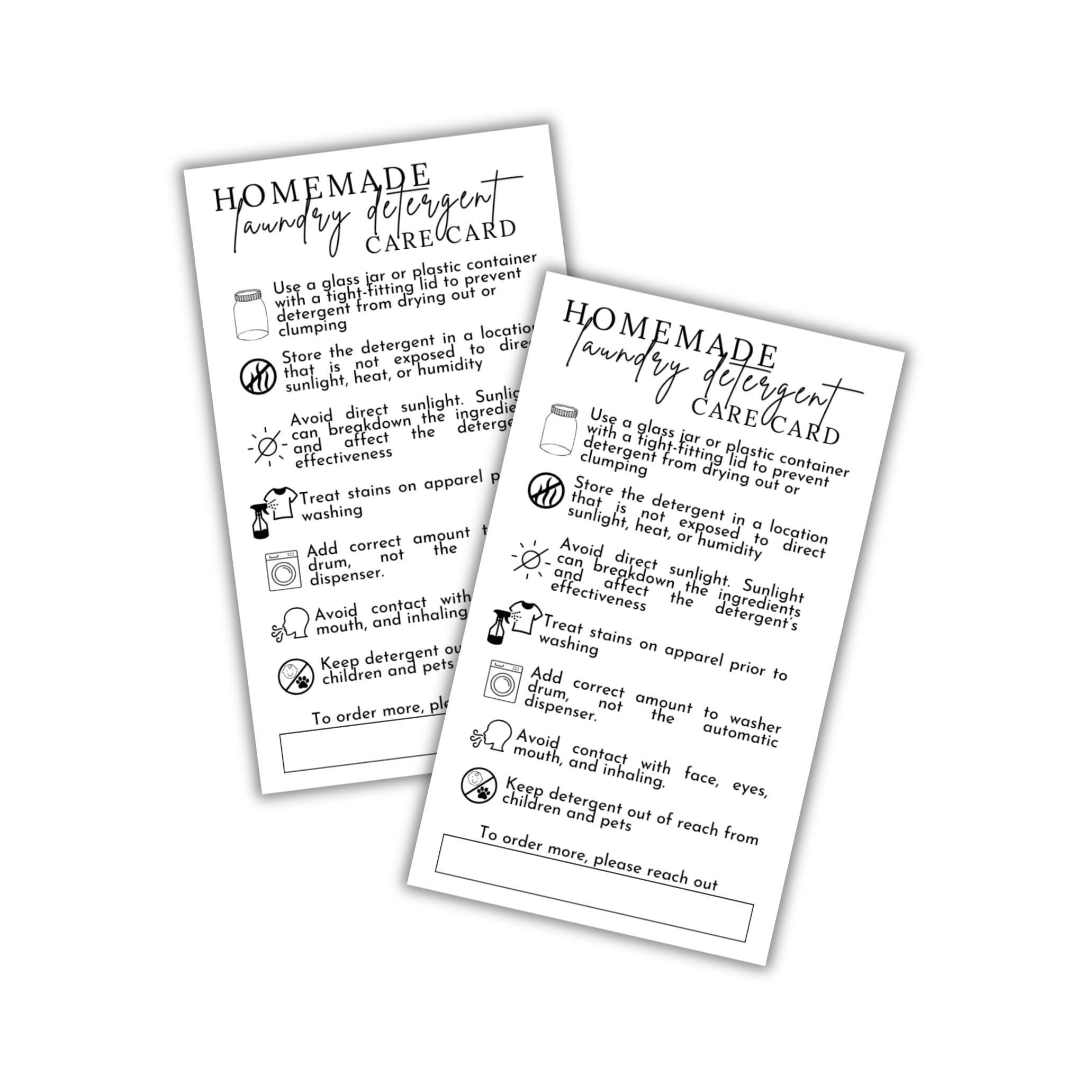 Homemade Laundry Detergent Care Instructions 50pk 2x3.5 Business Cards ...