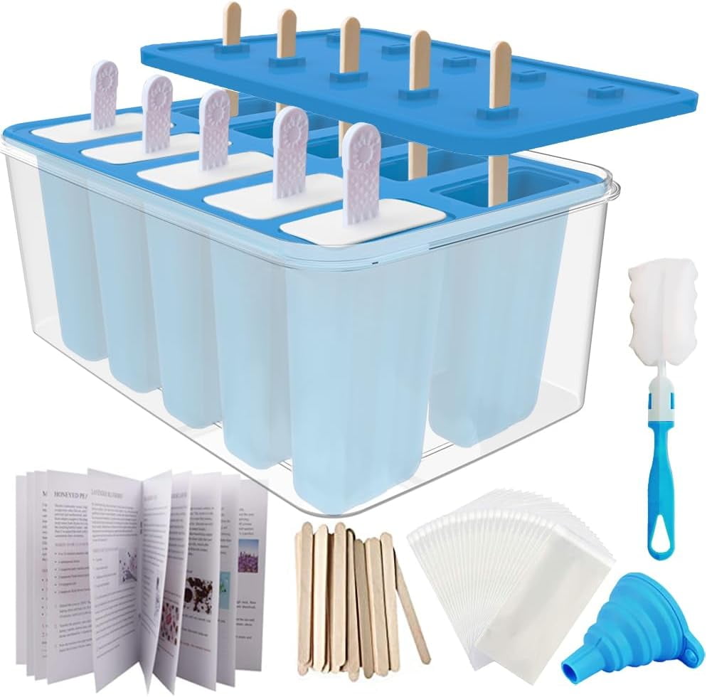 Homemade Popsicle Molds, 10-Cavity BPA-Free Silicone Popsicle Maker ...