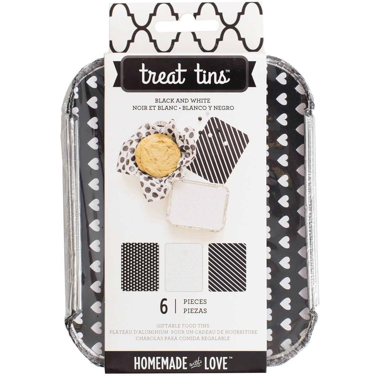 Homemade With Love Food Craft Tins Small 3/Pkg - Black And White ...