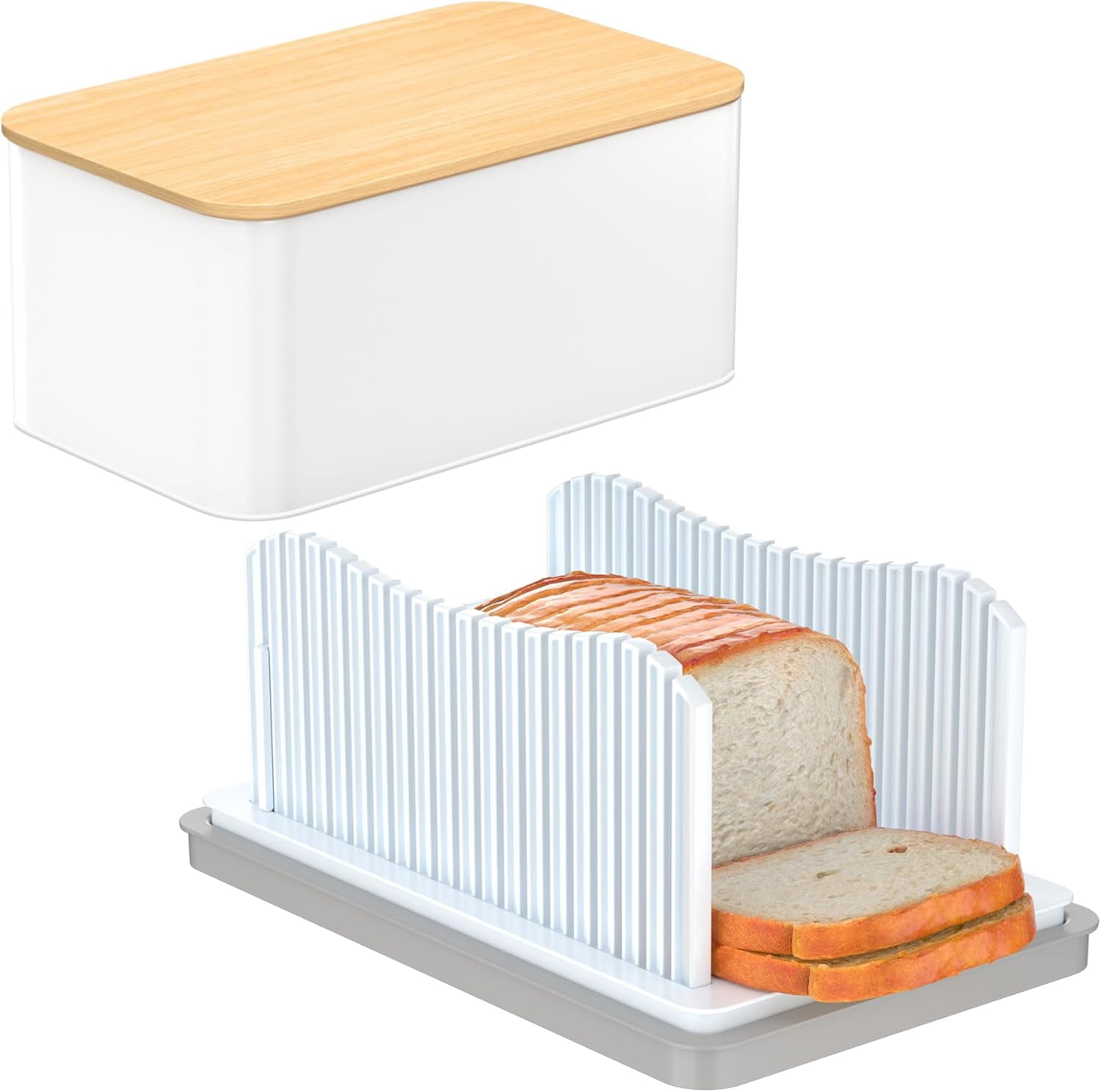 Homemade bread slicer with bread box, foldable bread cutter with crumb ...