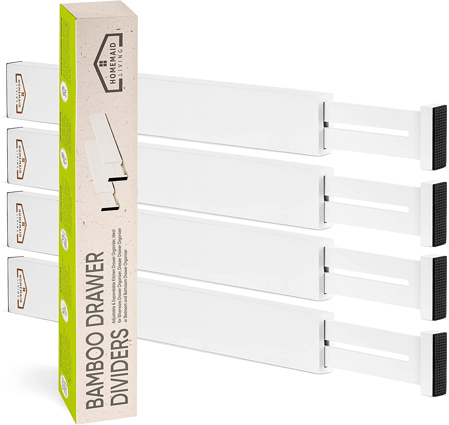 Homemaid Bamboo Drawer Dividers, Adjustable & Expandable Kitchen ...