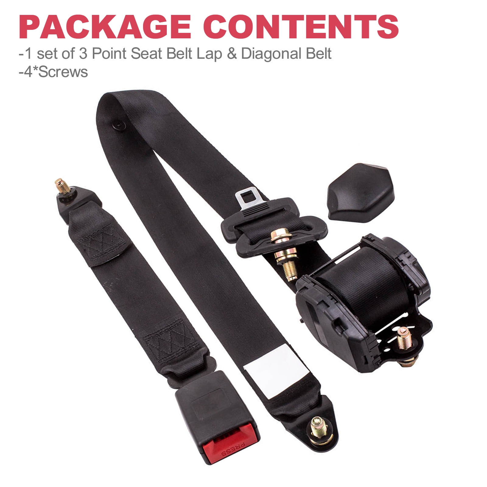 Homemart 3 Point Retractable Seat Belt, Black, Driver Use - Walmart.com