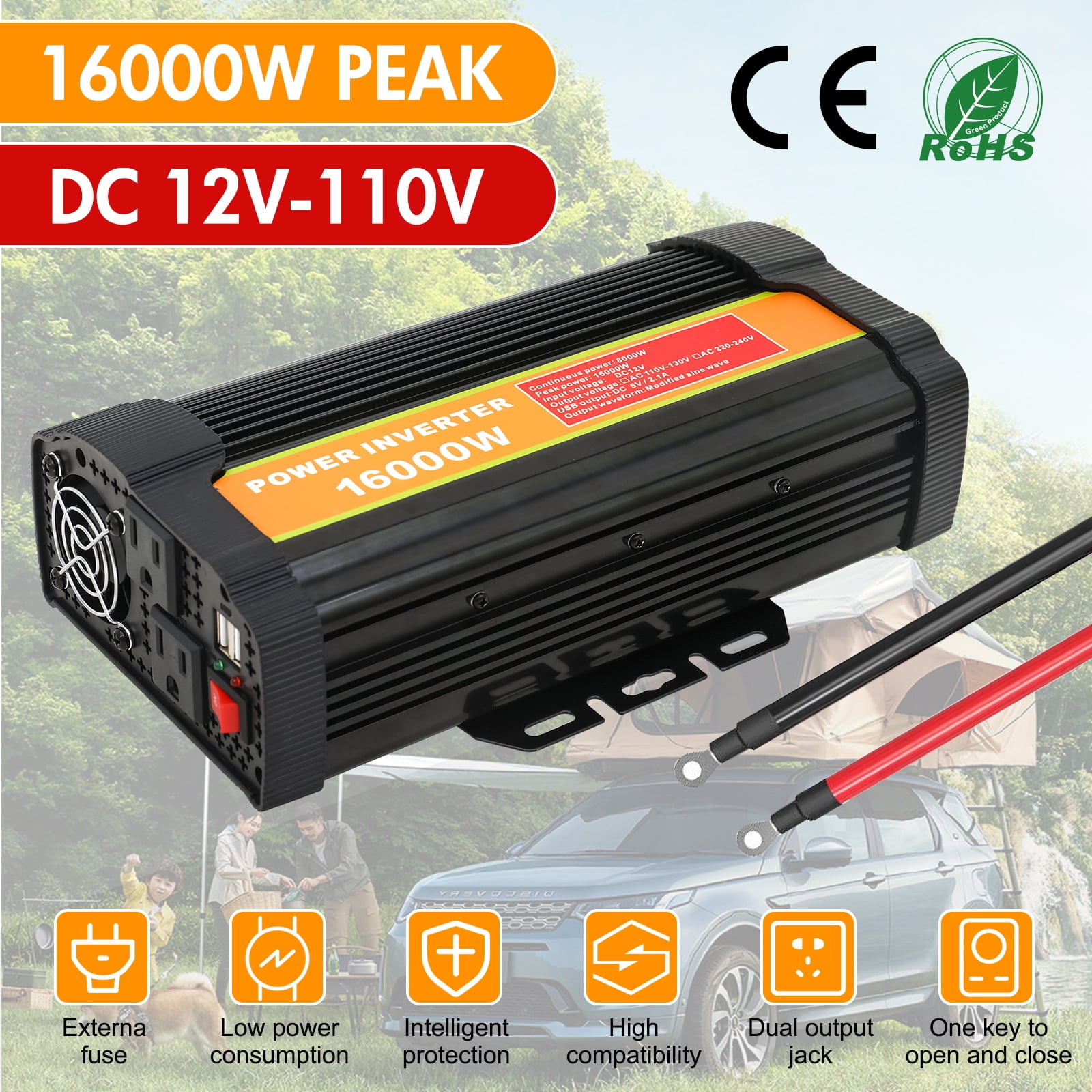 Homemart Car Power Inverter, 12V DC to110V AC Car Inverter with 3 AC ...