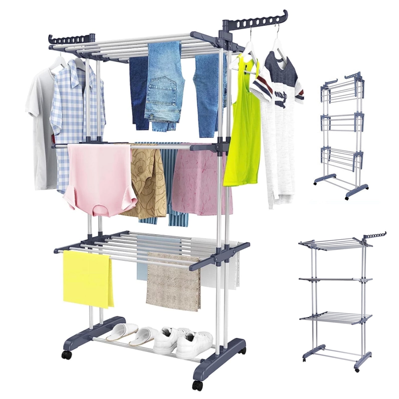 CATGOOD Clothes Drying Rack, 4-Tier Foldable Stainless Steel Laundry ...