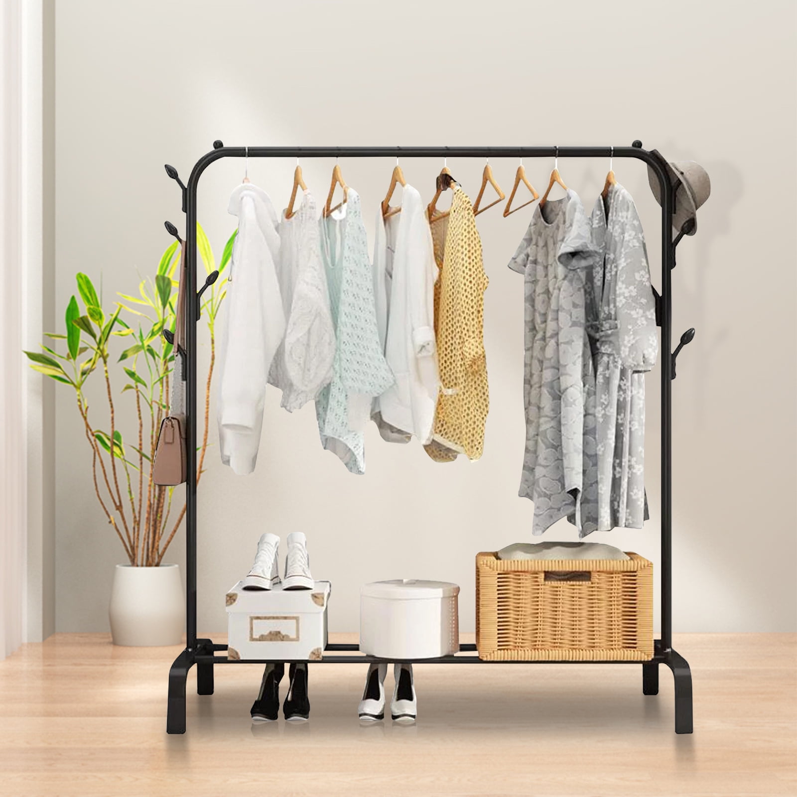 Homemart Clothes Rack, Garment Rack with Bottom Shelf for Hanging ...