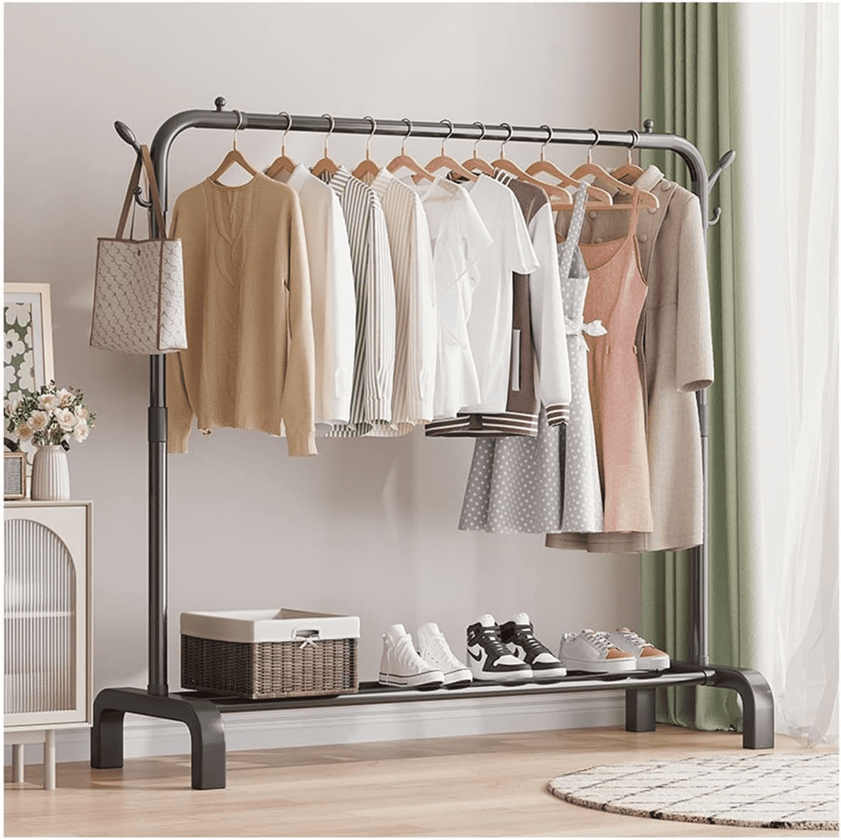 CATGOOD Metal Clothes Rack, Black Garment Rack with Bottom Shelf for ...