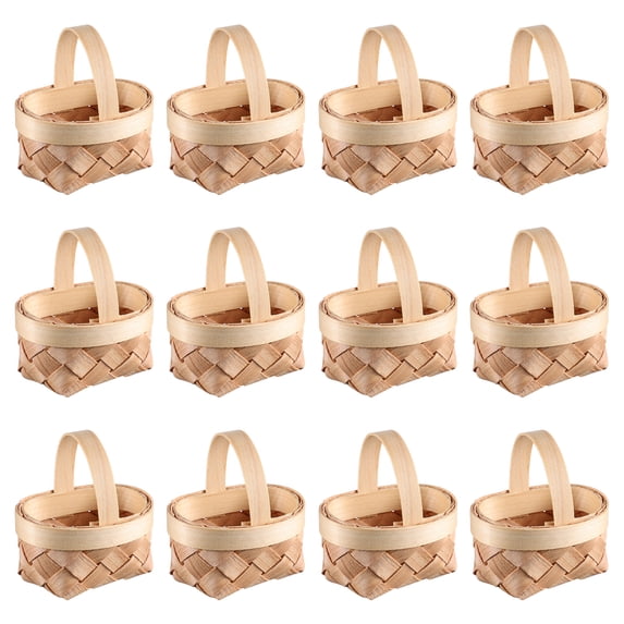 RENACLIPY 12-Pack Small Woven Storage Baskets with Wooden Holders for ...