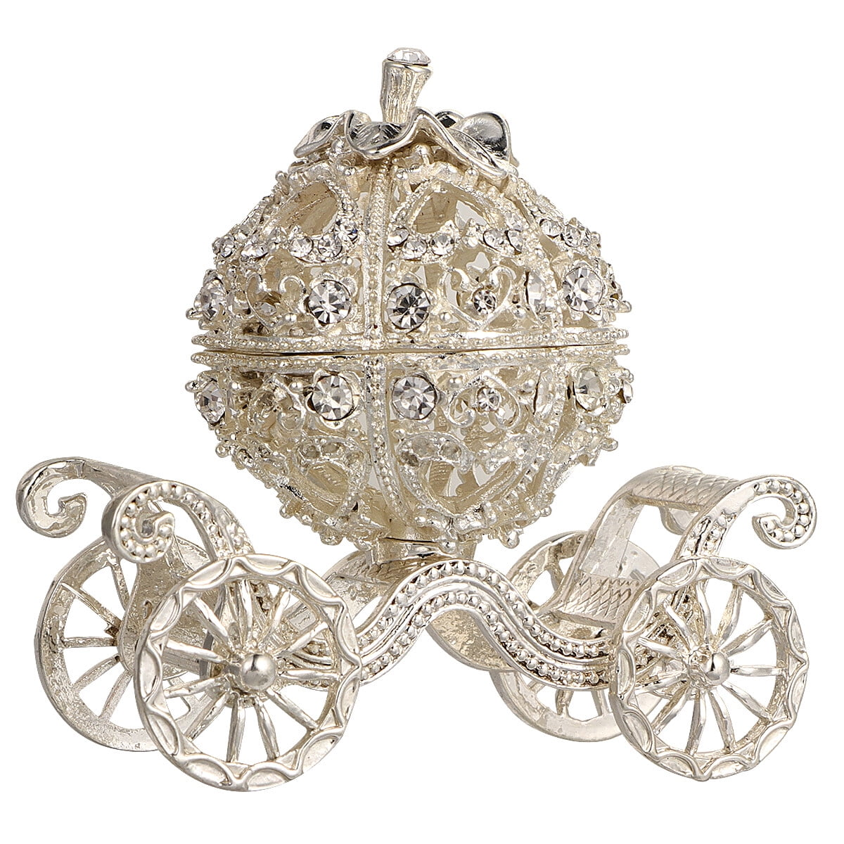 Homemaxs Metal Rhinestone Jewelry Trinket Box Pumpkin Carriage Shape ...