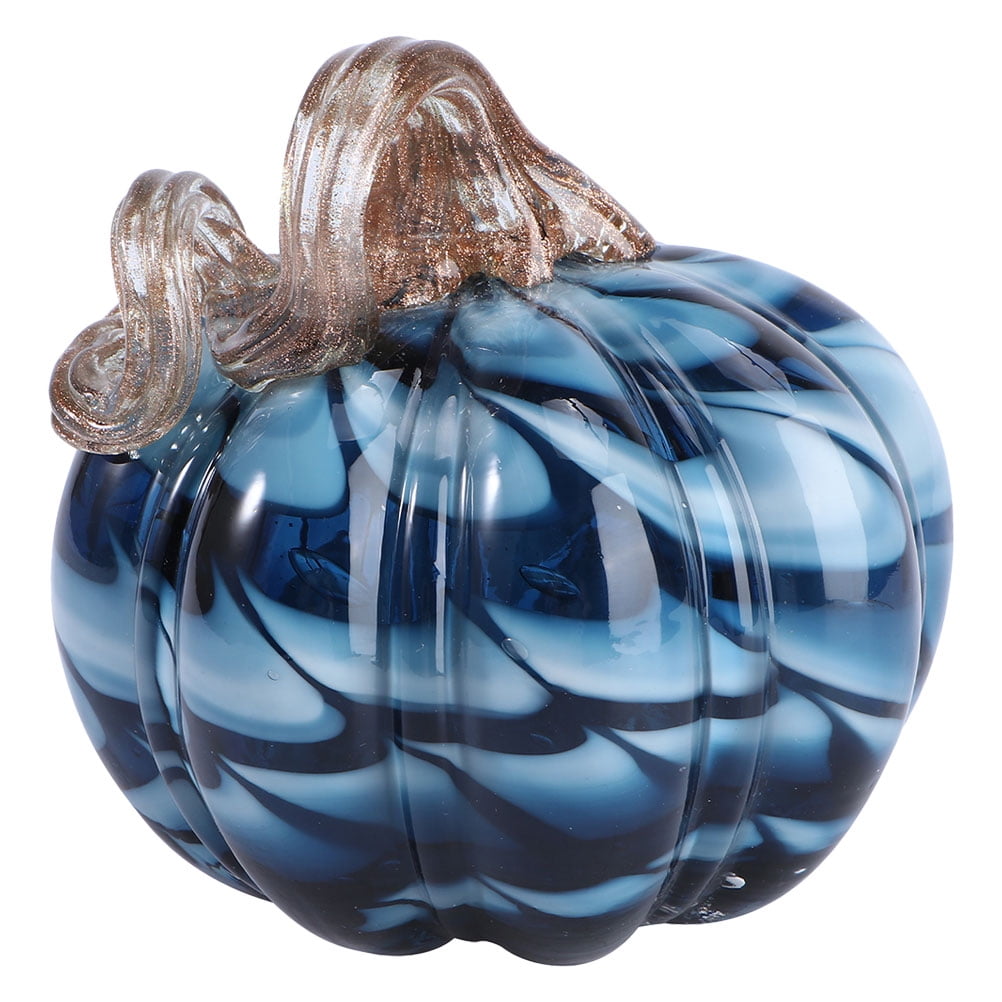 RENACLIPY Blue Glass Pumpkin Decor Desktop Ornament for Living Room and ...
