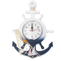 Clock Wall Anchor Decor Nautical Wheel Mediterranean Ship Style Beach ...