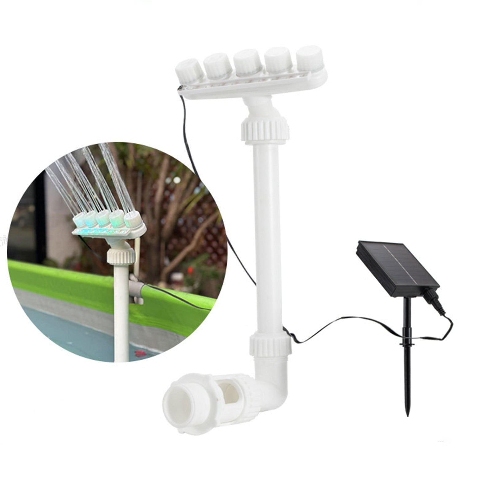 Homemoh 360°Adjustable Solar Pool Fountain with Lights for Above Ground ...