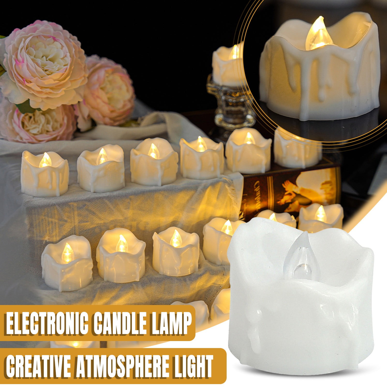 Homemory 12-Pack Flameless LED Tea Lights Candles Battery Operated, 200 ...