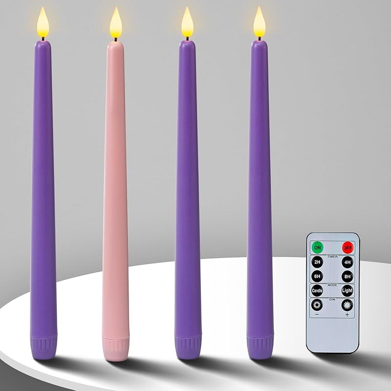 Homemory 12 Pcs Black Flameless Taper Candles Flickering, NO Remote, 11 ...