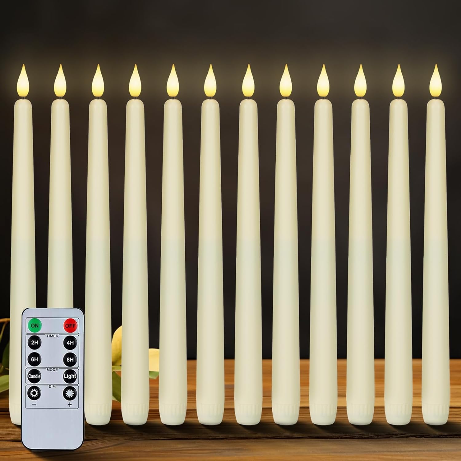 Homemory 12 Pcs Flameless Taper s with Remote Timer Dimmer, 11 inches ...
