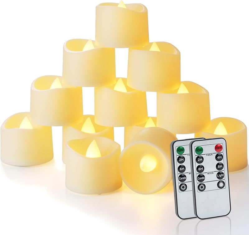 Homemory 12pcs Remote Timer LED Tea Lights Candles, 400+Hours ...