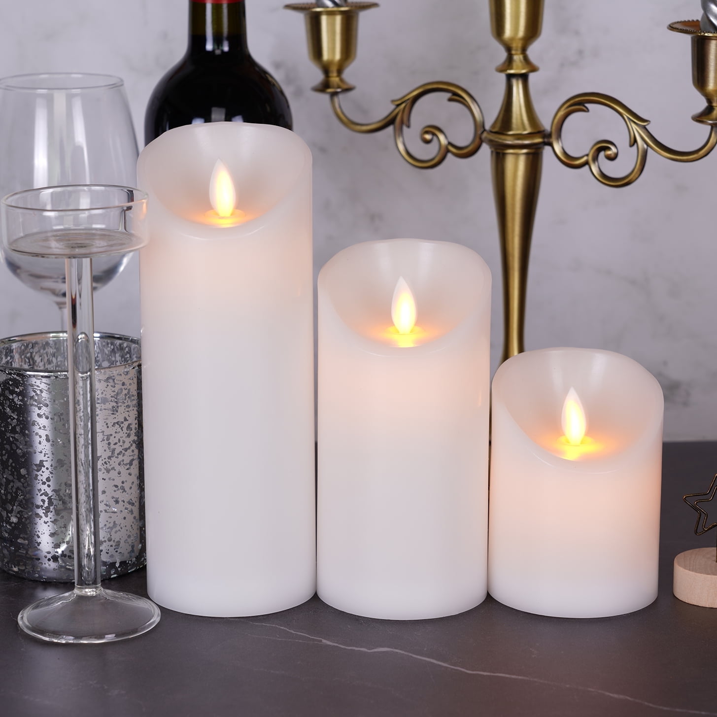 Homemory 3PCS LED Wax Flameless Candles - With Remote & Timer - Battery ...