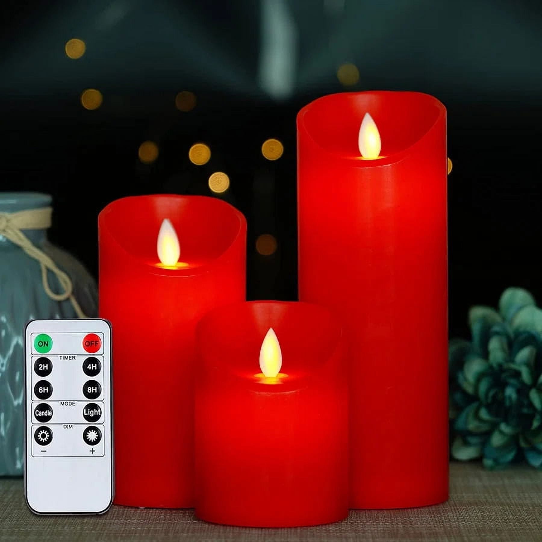 Homemory 3PCS Electric Red Flameless Candles Set - Faux Wax Moving Wick ...