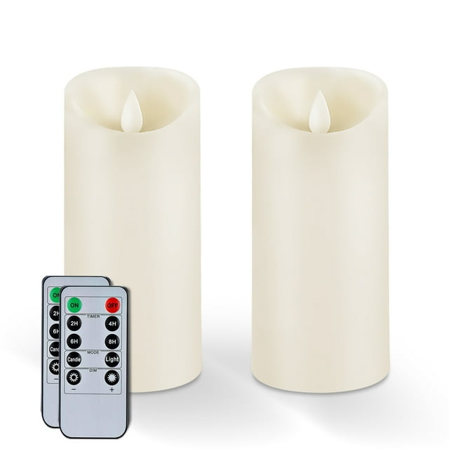 Homemory Set of 2 Battery Operated Wax LED Candles, Flameless with ...