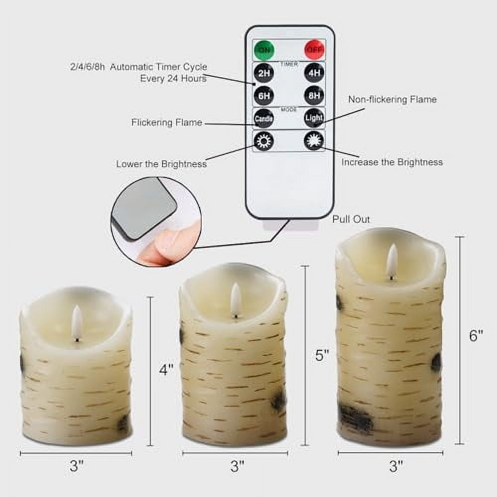 Homemory Birch Flameless Candles, LED Pillar Candles, Battery Operated Candles with Timer and ...