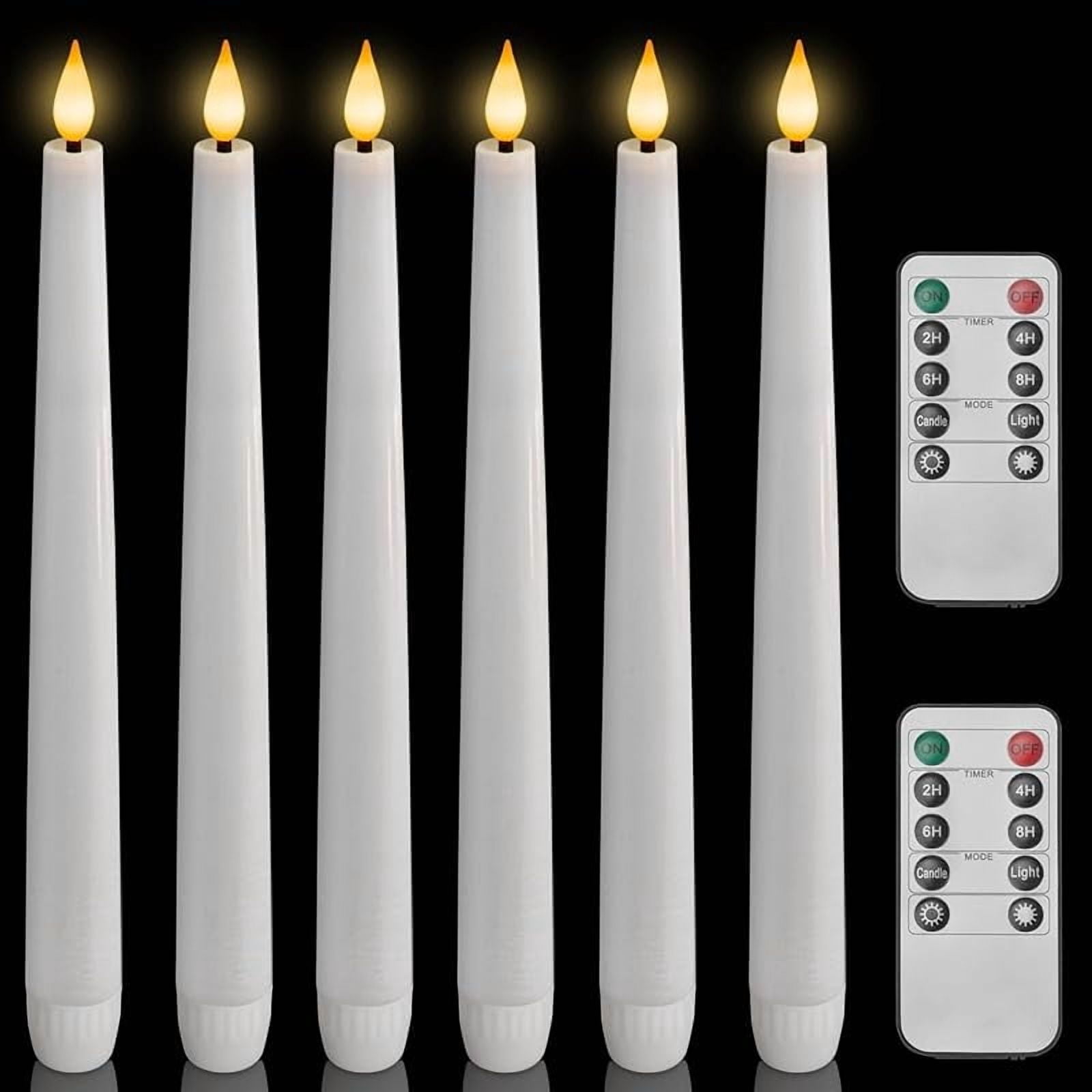 Homemory Black Flameless Taper Candles with Remote and Timer, Real Wax ...