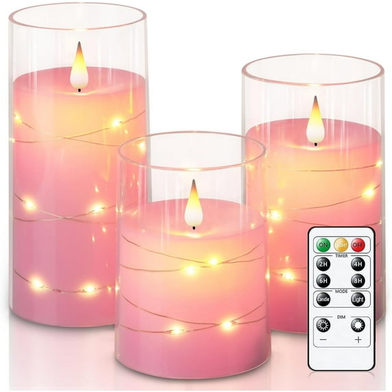 Homemory Flickering Flameless Candles with String Lights, Battery ...