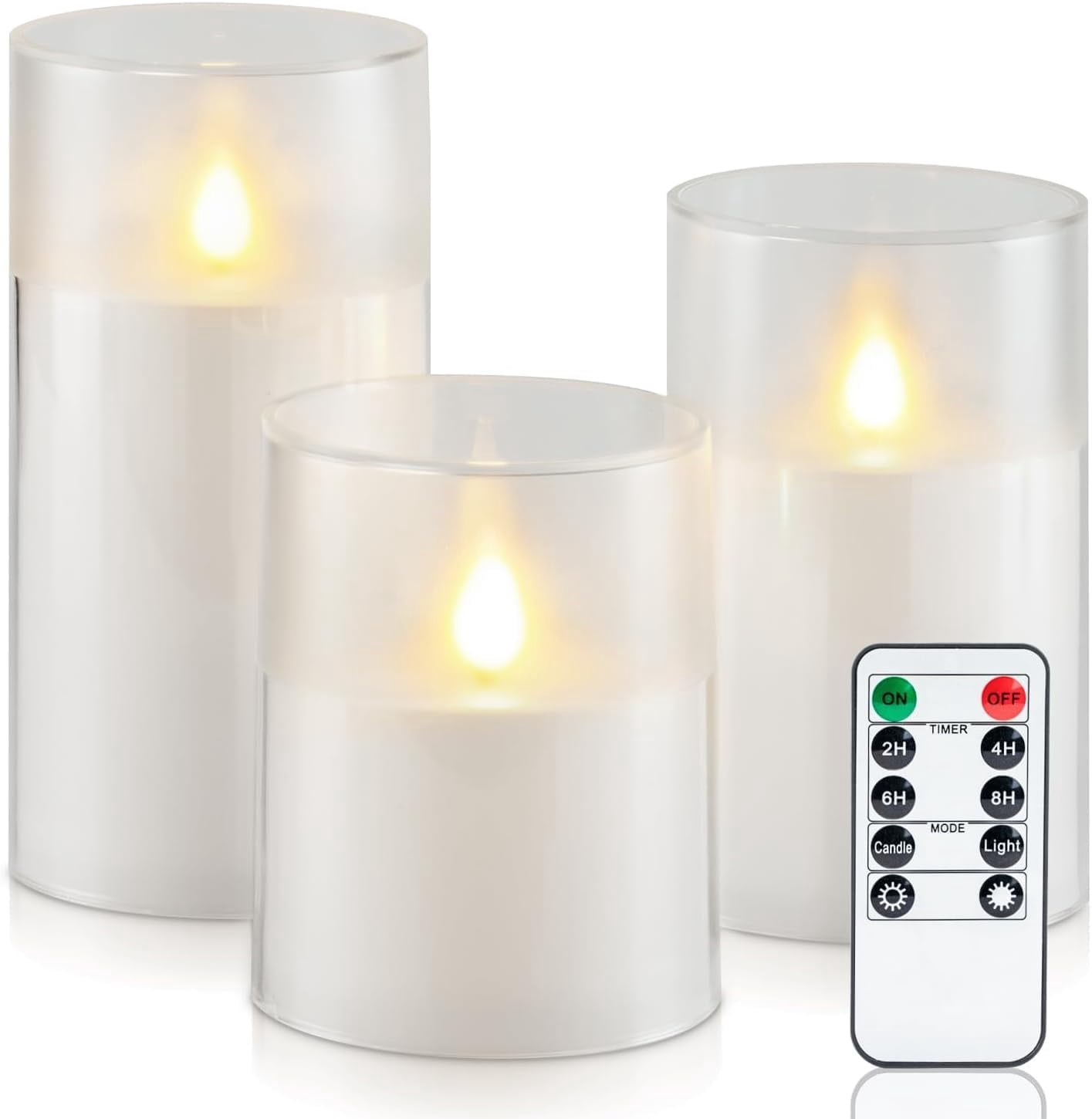 Homemory Flameless Candles Realistic Flickering Dancing Flame Frosted ...