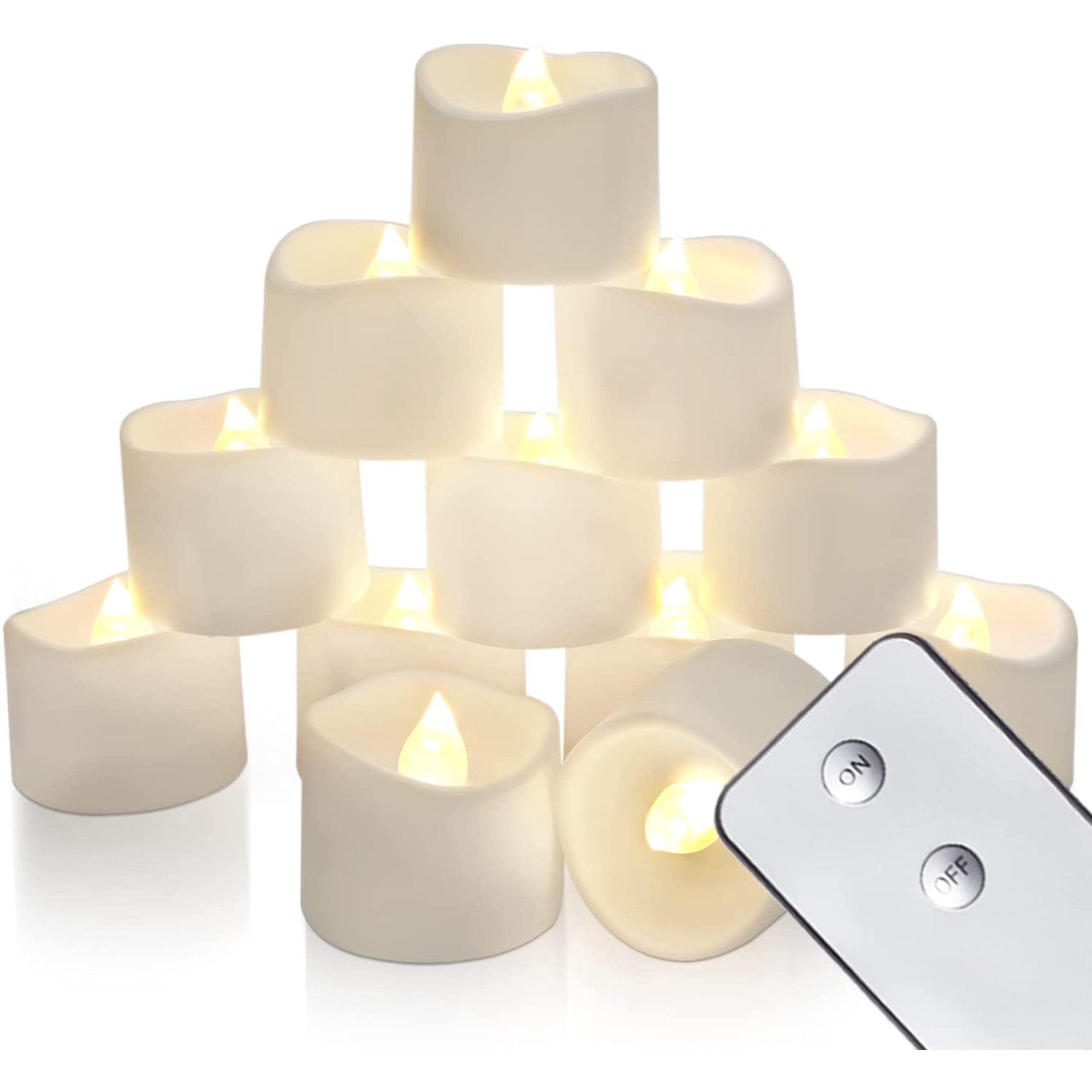 Homemory 12-Pack Remote Control Flameless Tealight Candles, Warm White ...