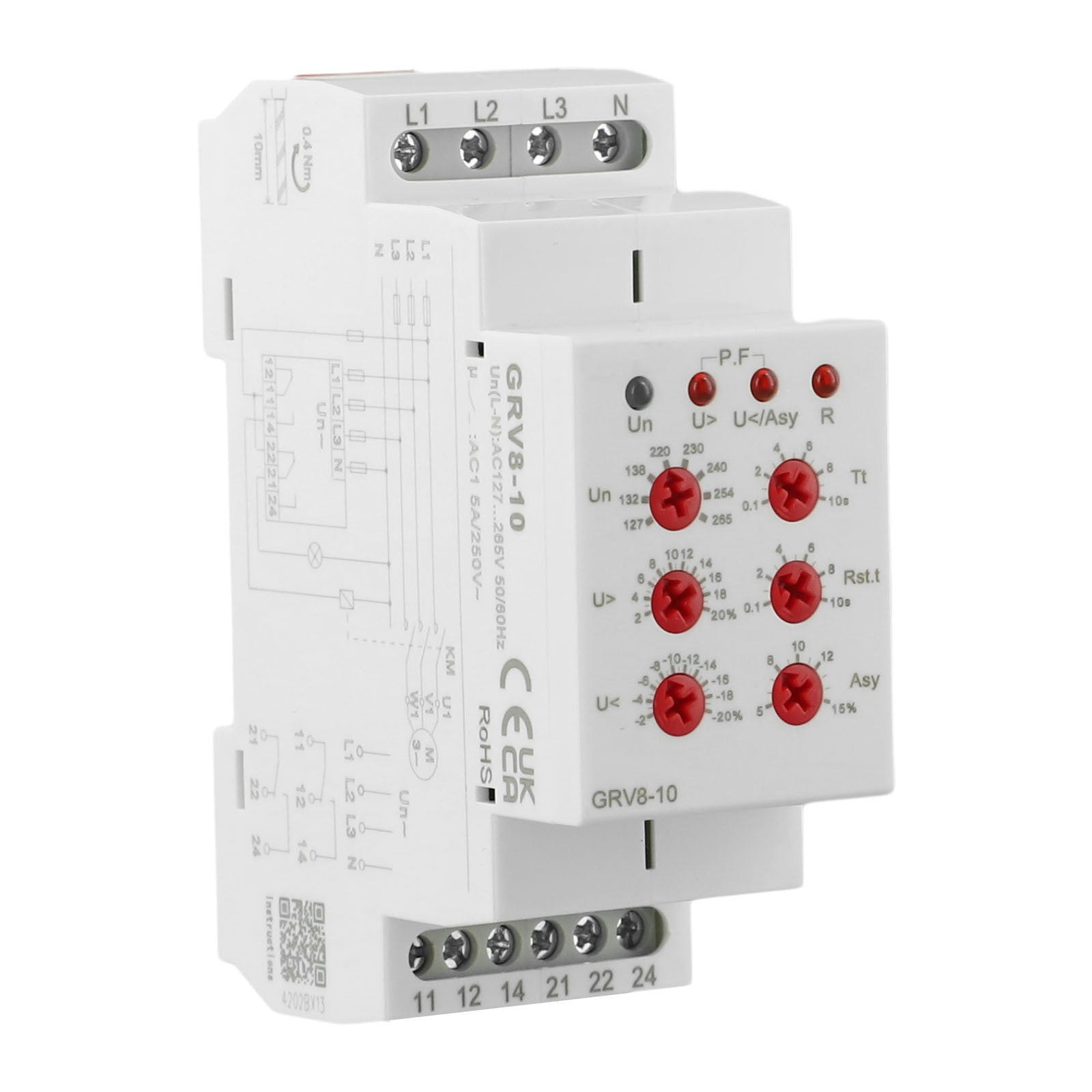Homena GRV8-10/M265 3Phase Voltage Monitoring Relay Over/under Voltage ...