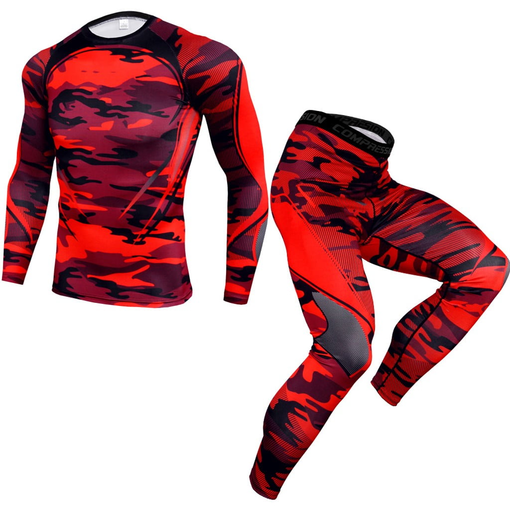 Homenesgenics Compression Shirts+Pants for Men Elastic Fitness Spring ...