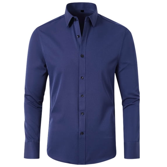 Homenesgenics Men's Shirt Four-Way Stretch Long-Sleeve Collared Button ...