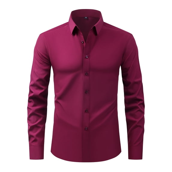 Homenesgenics Men's Shirt Non-Iron Wrinkle-Resistant Collared Button-Up ...