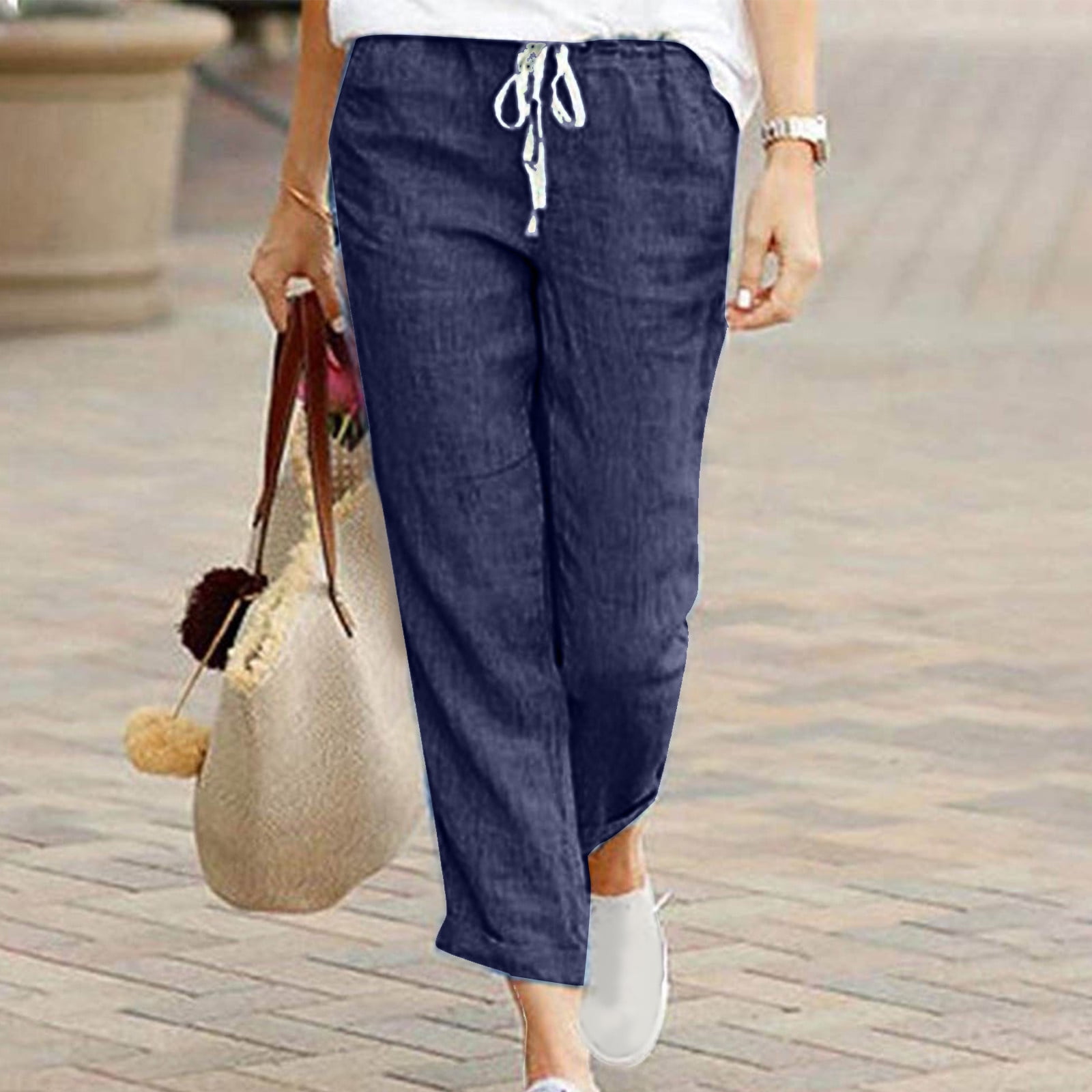 Homenesgenics Scrub Pants for Women Spring And Solid Color Elastic ...