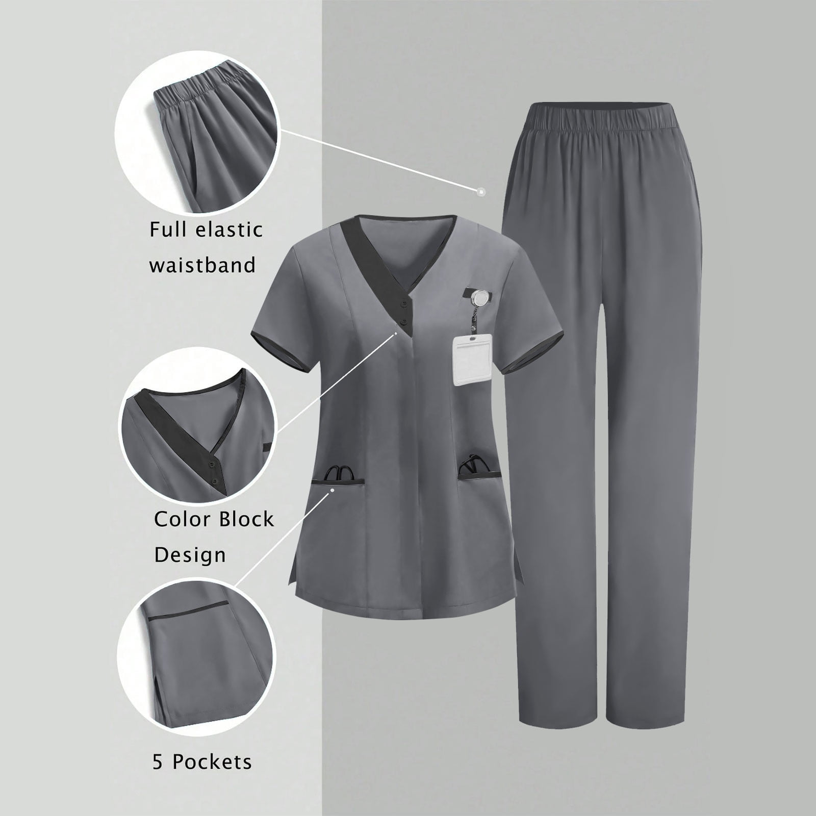 Homenesgenics Scrubs for Women Set,Nursing Uniforms Set Plus Size ...