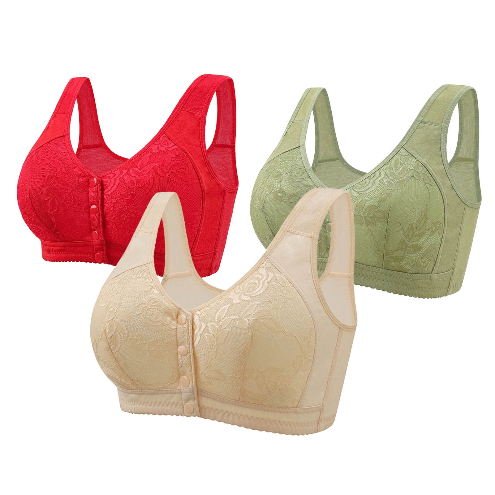 Homenesgenics Sports Bras for Women 3 Pack Woman's Embroidery Front ...