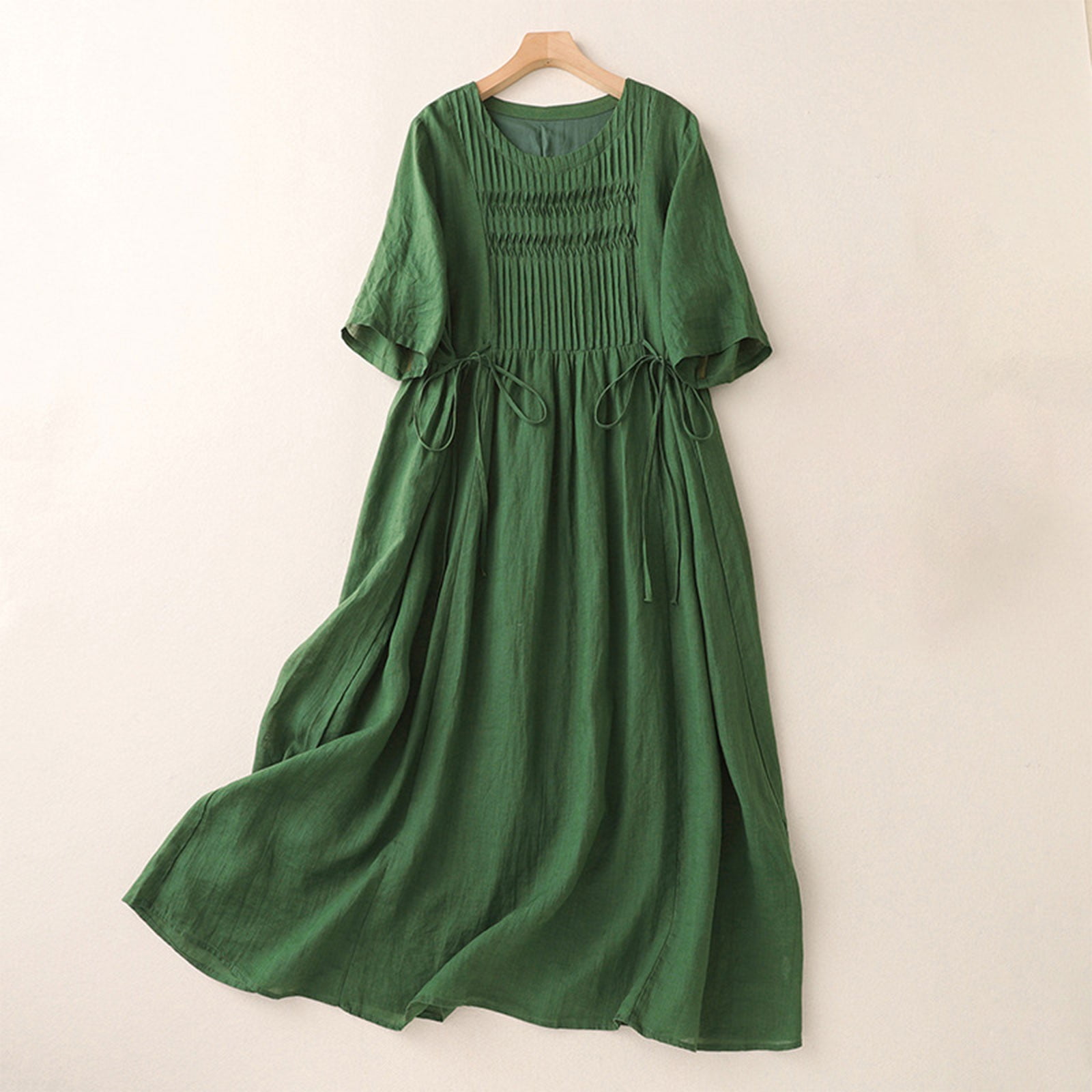 Homenesgenics Summer Dresses 2025 Solid Color Lace-up Organ Pleats Both ...