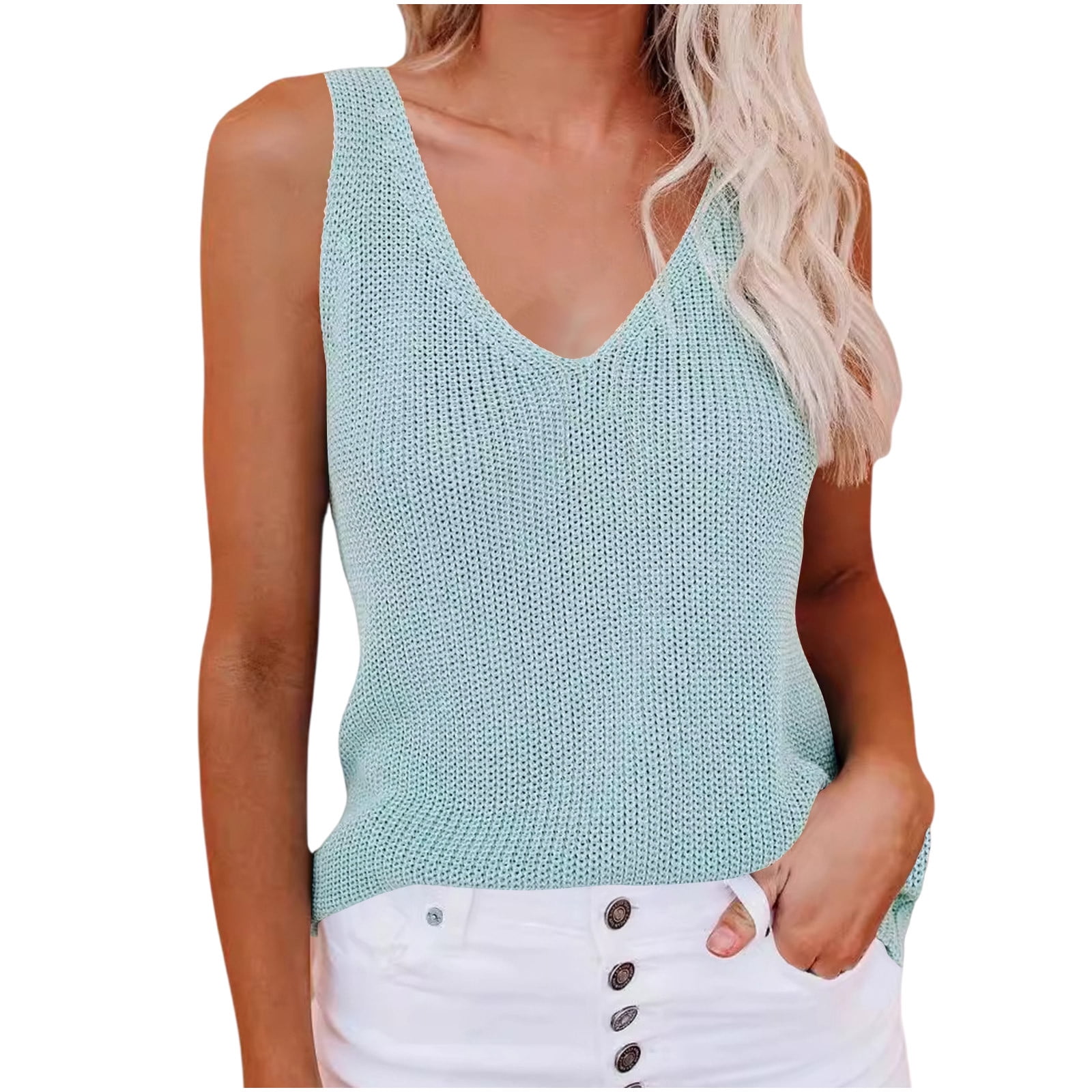 Homenesgenics Tank Tops for Women Plus Size Women'S Solid Color Casual ...