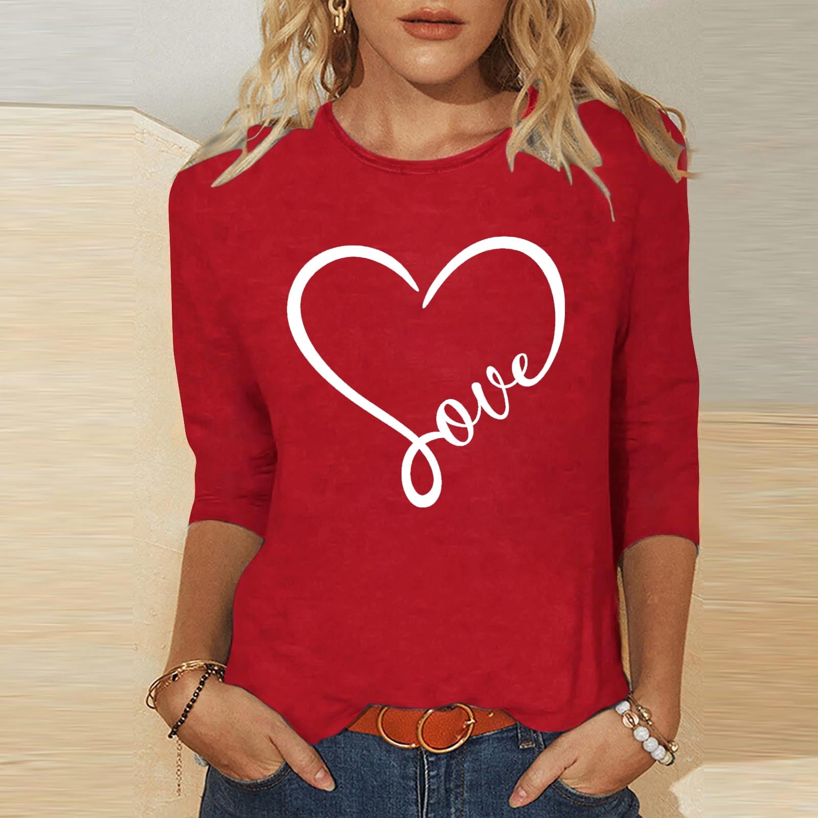 Homenesgenics Valentines Day Clothes Women Ladies' Hearted-Printed ...