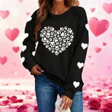 Homenesgenics Valentines Day Clothes Women Round Neck Hearted Printed ...