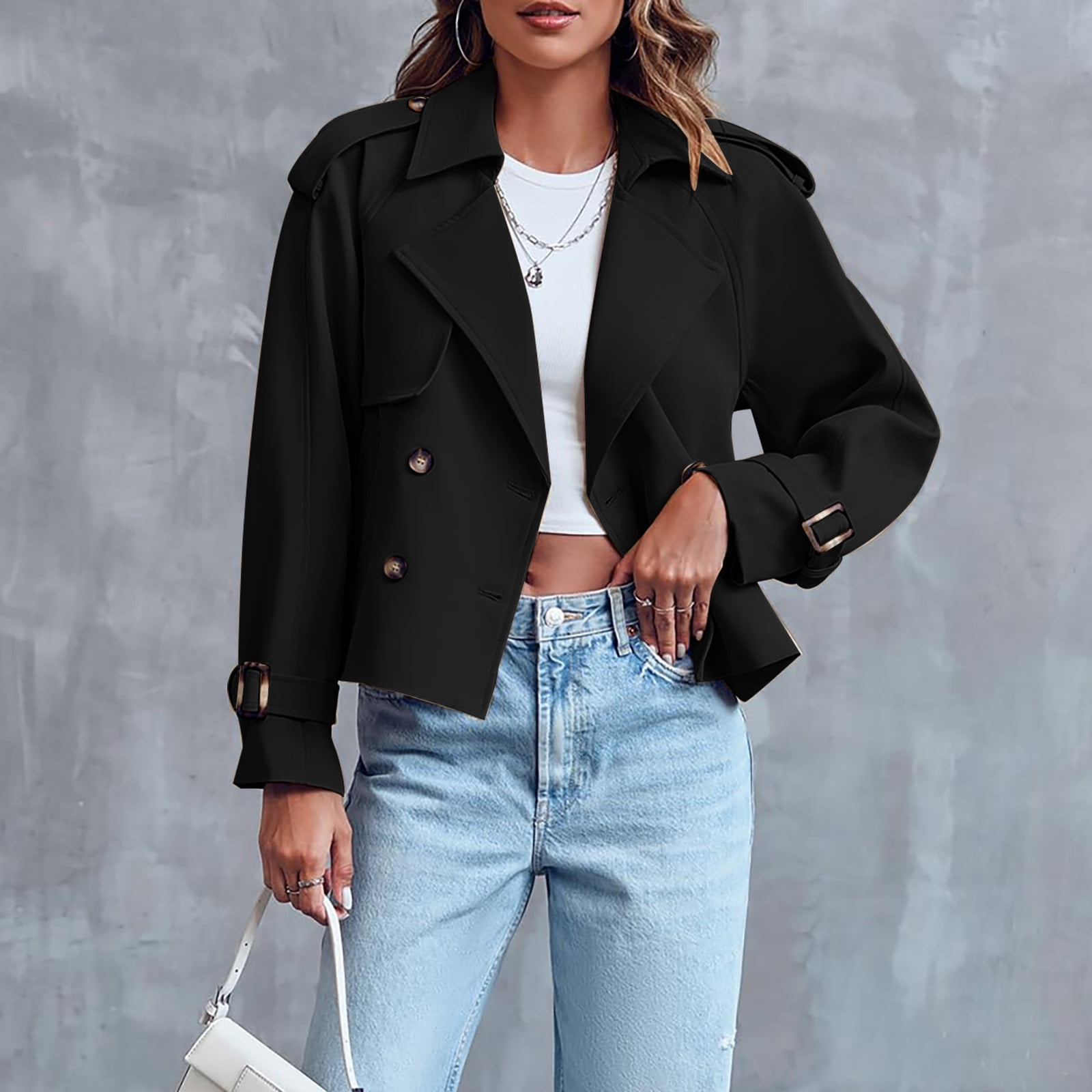 Homenesgenics Winter Coat Winter Clothes Women Double Breasted Trench ...