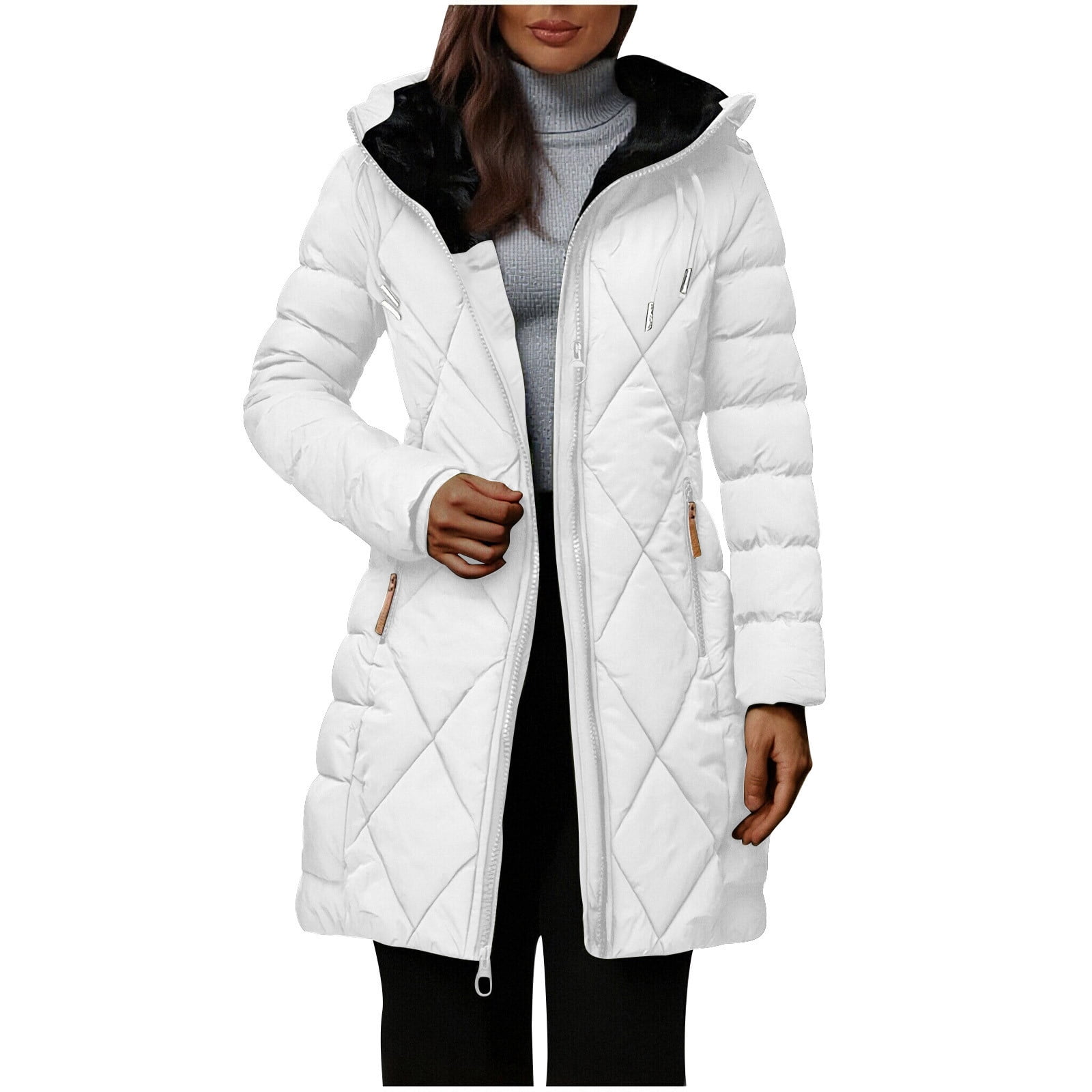 Homenesgenics Winter Coat Winter Clothes Women's Solid Color Long ...