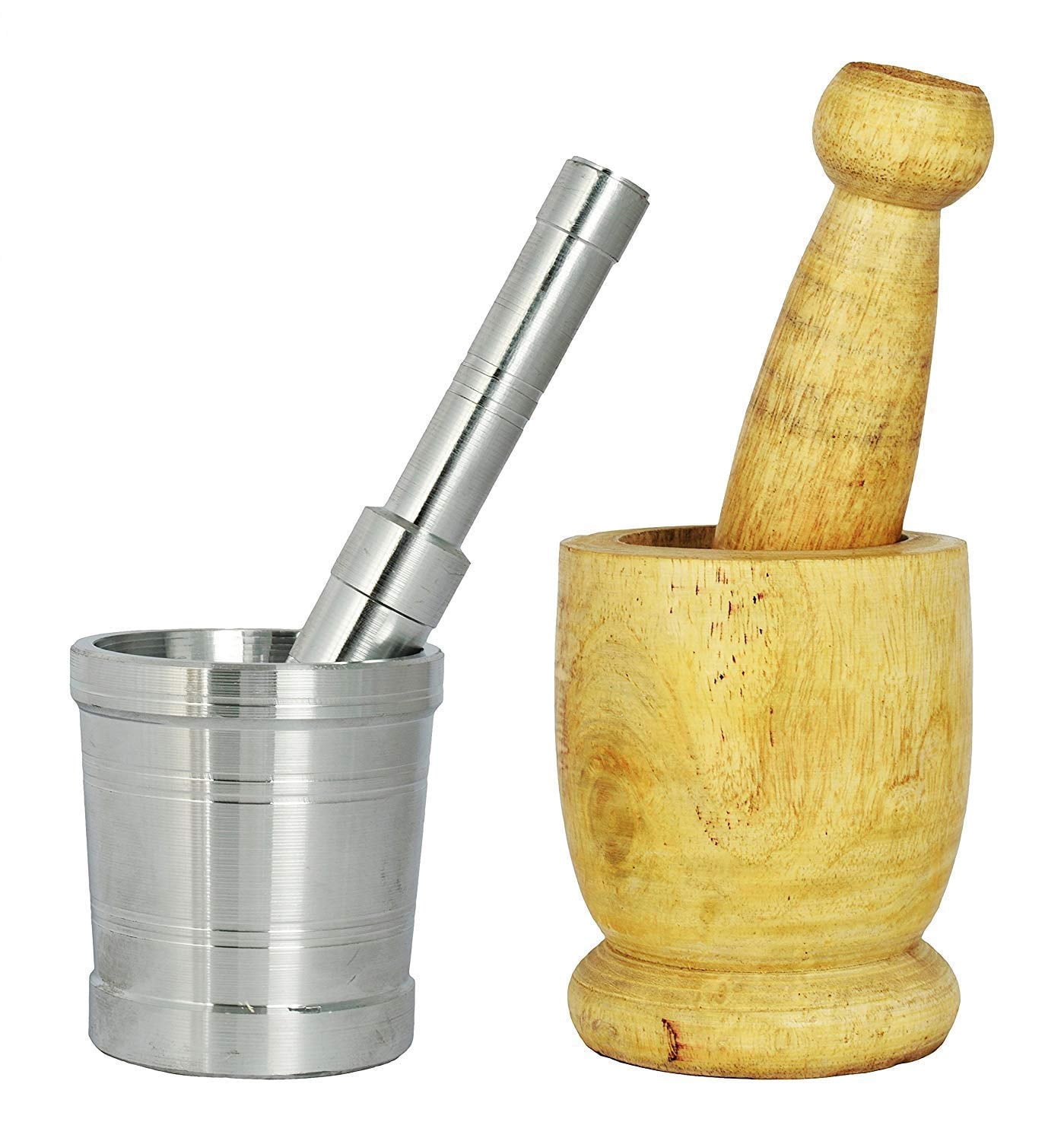 Homenique 1 Aluminum 1 Wooden Okhli and Musal Khalbatta Okhli Mashers ...