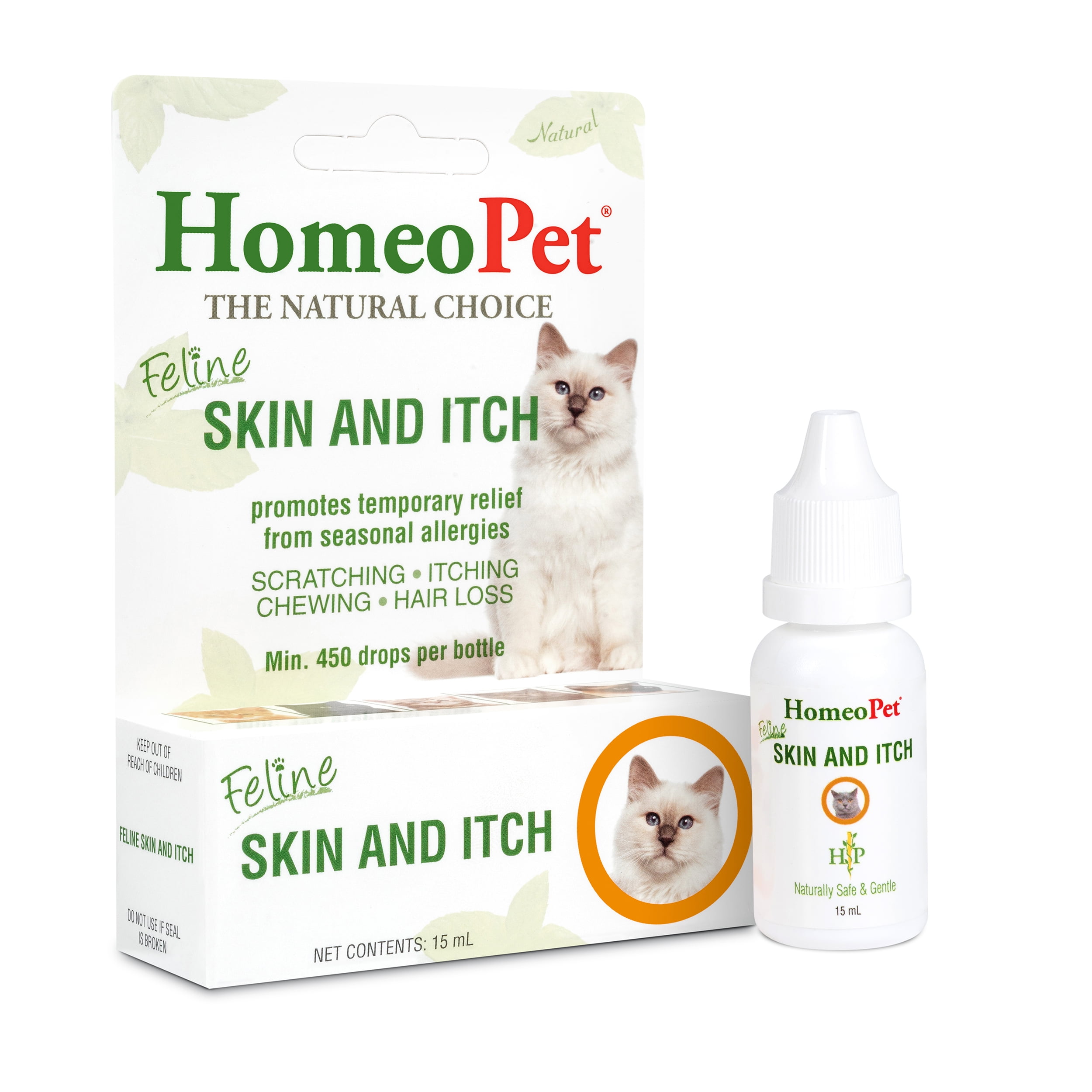 HomeoPet Feline Skin and Itch Natural Itch-Relief Solution for Cats, 15 ...