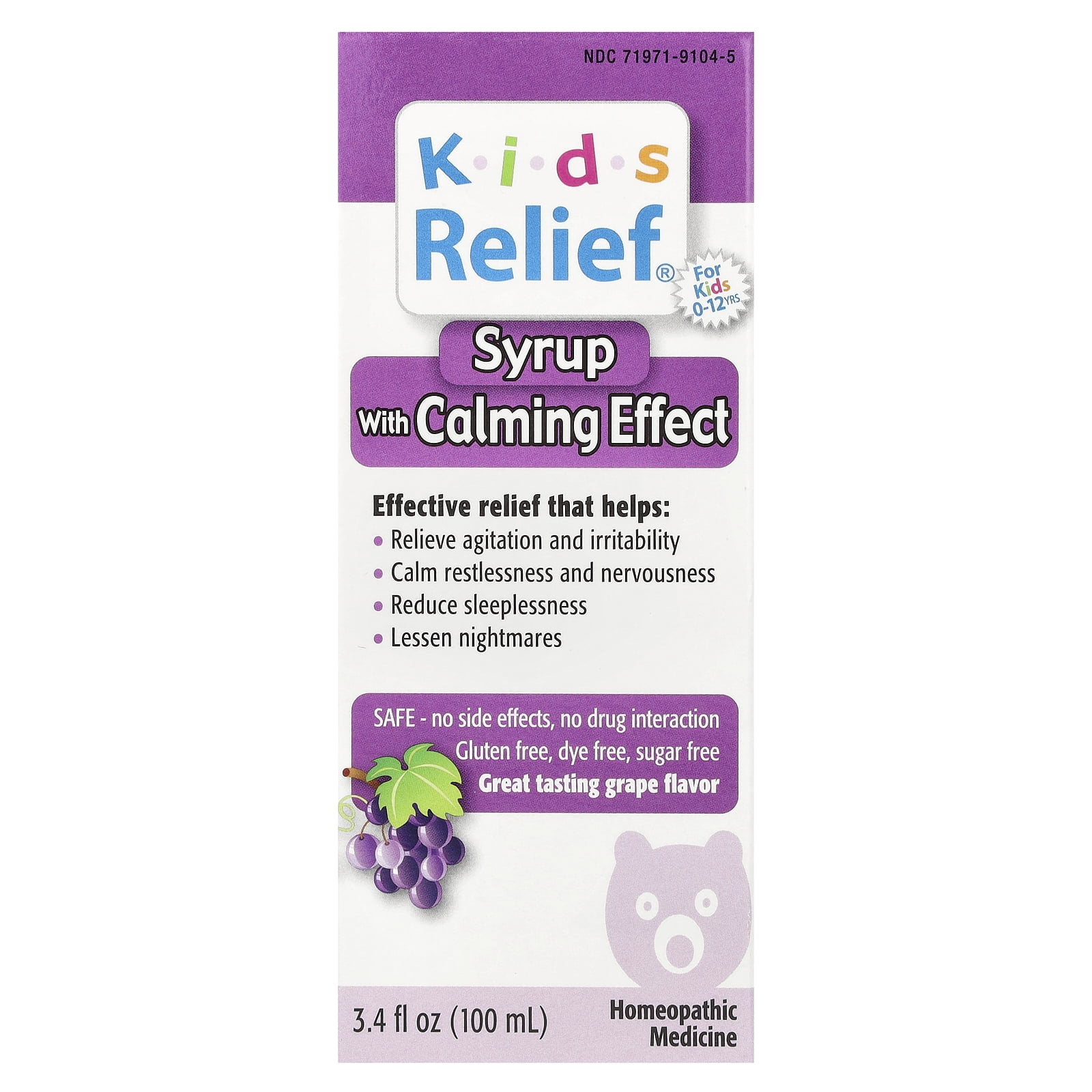 Homeolab USA Kids Relief Calm Syrup, With Calming Effect Grape Flavor ...
