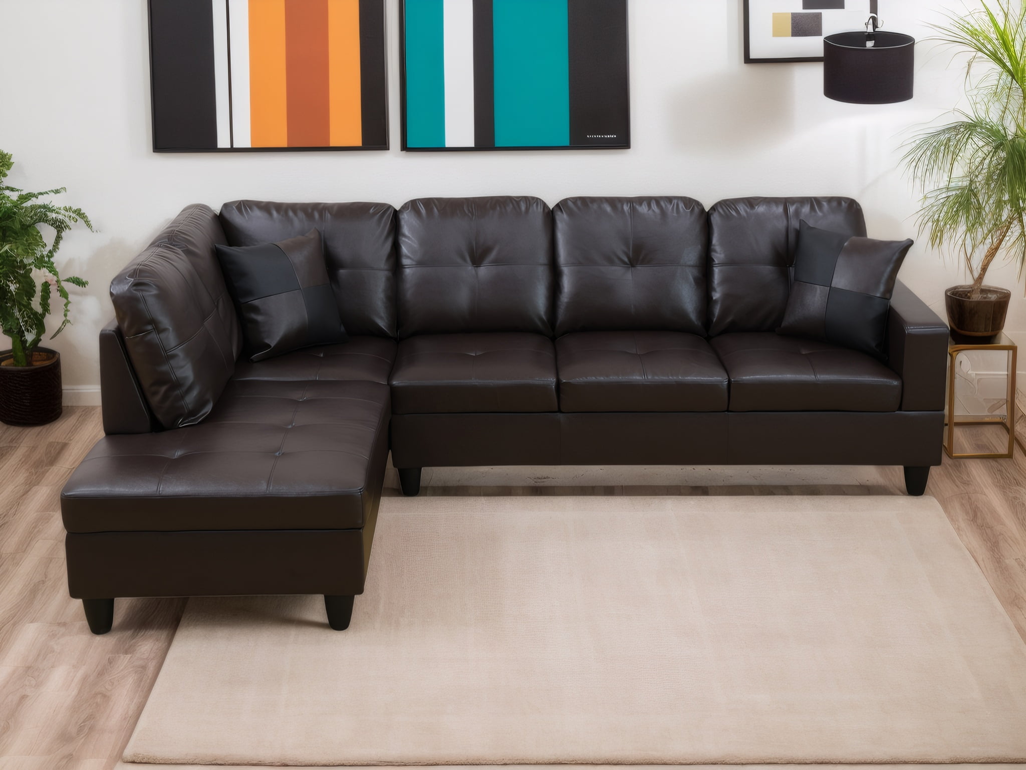 Homeora 2-Piece Piece Couch Living Room,Faux Leather Sofa Set,Faux ...